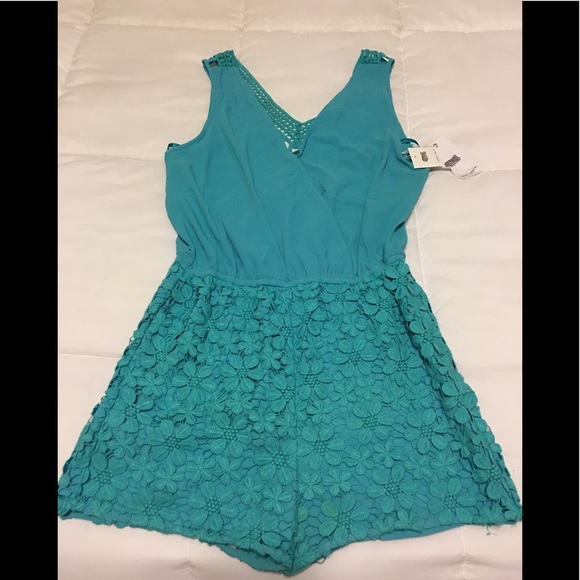 Naked Zebra | Pants & Jumpsuits | Nwt Turquoise Romper | Poshmark